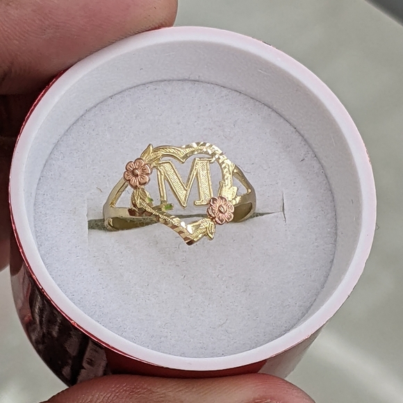Unbrand | Jewelry | Kt Real Gold Heart Letter M Ring | Poshmark